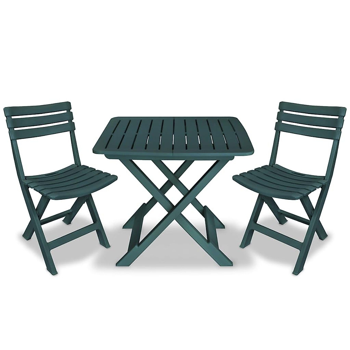 vidaXL 3-Piece Weather-Resistant Plastic Bistro Set in Vibrant Green - Folding Outdoor Patio Furniture for Compact Spaces