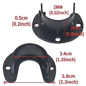Seimneire 2pcs Heavy Duty Stainless Steel Rod Socket, Wardrobe Bracket Flange Rod Holder Closet Rod End Supports Fit 1-1/3" Diameter, U Shaped - Black