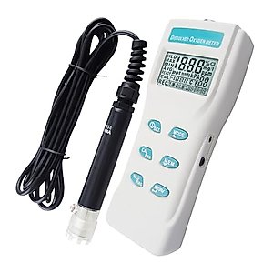 Gain Express Dissolved Oxygen Meter with Electrode Portable DO Meter Water Quality Tester with Large LCD Display ATC 99 Memory Function
