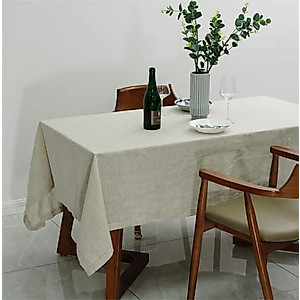 EVERLY Linen Hemstitch Tablecloth, 100% Stonewashed French Linen TableCloths for 6-Foot Rectangle Tables 60x84 Inches, Washable Thanksgiving Tablecloths, Decorative Halloween Table Cloth