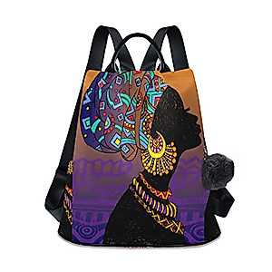 ALAZA Portrait Ethnic African Woman Backpack Purse for Women School Travel Bag Anti Theft Back Pack Fashion Shoulder Bag with Adjustable Straps