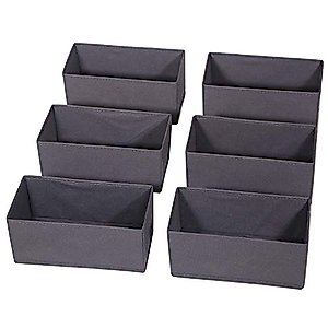DIOMMELL 6 Pack Foldable Cloth Storage Box Closet Dresser Drawer Organizer Divider Fabric Baskets Bins Containers for Clothes Underwear Bras Socks Lingerie Clothing, Dark Grey 060