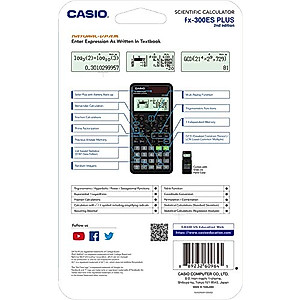 Casio fx-300ESPLUS2 2nd Edition, Standard Scientific Calculator, Black