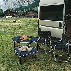 LESES Portable Picnic Table with Shelf Beach Table Outdoor Folding Camping Tables That Fold Up Lightweight with Cup Holders with Storage Bag