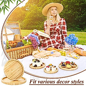 3 Pcs Round Wood Tray Round Serving Trays Set Bamboo Wood Board for Food Wooden Plates Serving Board for Cheese Appetizer Charcuterie Food Vegetables Dessert Home Party 11.8" 9.8" 7.9"