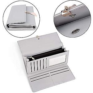 Wallet for Women，PU Leather Leaf Pendant Card Holder Phone Checkbook Organizer Zipper Coin Purse Mother's day best gifts from daughter