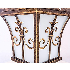 GJCQZQ Pathway Lights Rustic Waterproof Outdoor Cap Light Oil Rubbed Bronze Pillar Lamp Vintage External Glass LED Post Lighting Dusk Lighting Villas Garden Porch Home Landscape Patio Fence Park Pathw