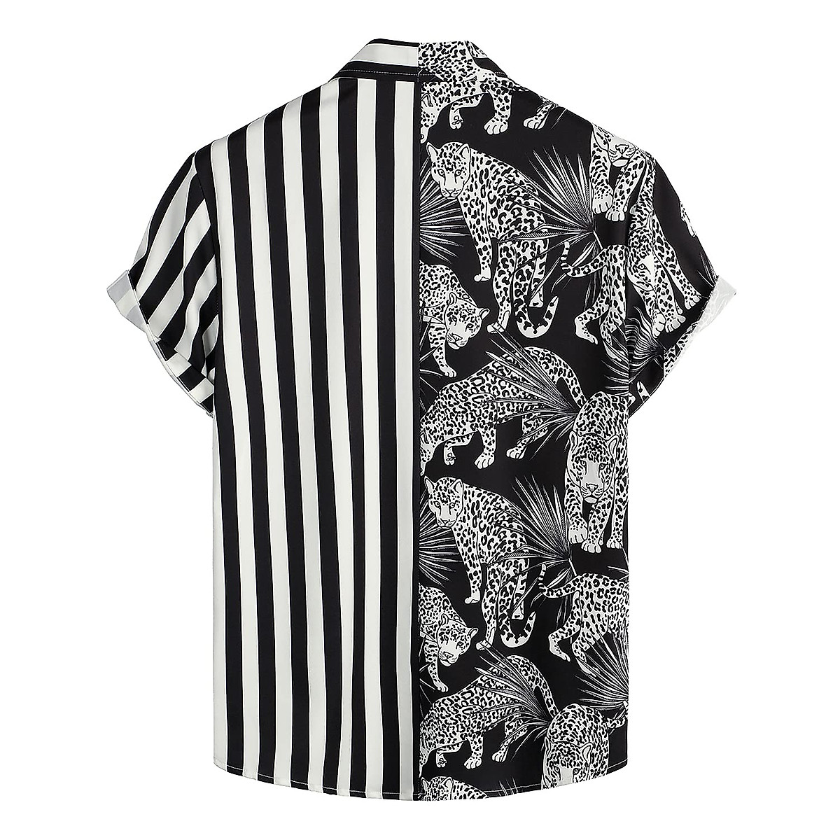 VATPAVE Mens Hawaiian Flamingo Shirts Casual Tropical Short Sleeve Button Down Shirt Summer Beach Shirts Small Black Leopard Beach