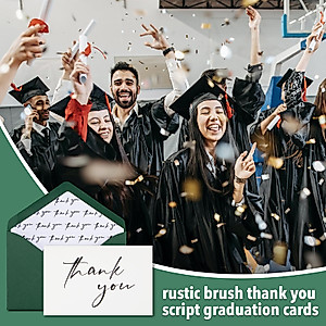 AZAZA 50 PK Thank You Cards with Envelopes Chic Liners, Minimalistic Thank You Notes 4x6 Inch, Green Thank You Cards with Envelopes for Wedding, Baby Shower, Graduation