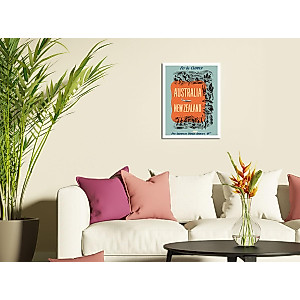 Australia - New Zealand - Fly by Clipper - Pan American World Airways - Vintage Airline Travel Poster c.1951 - Master Art Print (Unframed) 9in x 12in