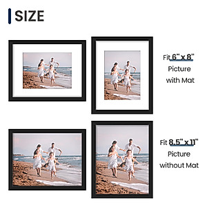 ENJOYBASICS 8.5 x 11 Picture Frame, Display Poster 6x8 with Mat or 8.5x11 Without, Wall Gallery Photo Frames, Black, 2 Pack