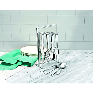 Pfaltzgraff Piccadilly 24 Piece Flatware Set with Wire Caddy, Service For 6, Stainless Steel