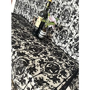55 Inch Lace Fabric Soft Black Skull Lace Fabric Cross Tulle Fabric Floral Lace Fabric for DIY Dress Top Dress Sew,Party Overlay,Curtains,Tablecloth,Halloween Decor (Black (2 Yard))
