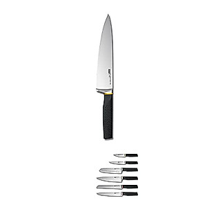 Joseph Joseph LockBlock Stainless Steel Knife Set with Self Locking Knife Block, 6-Piece, Black