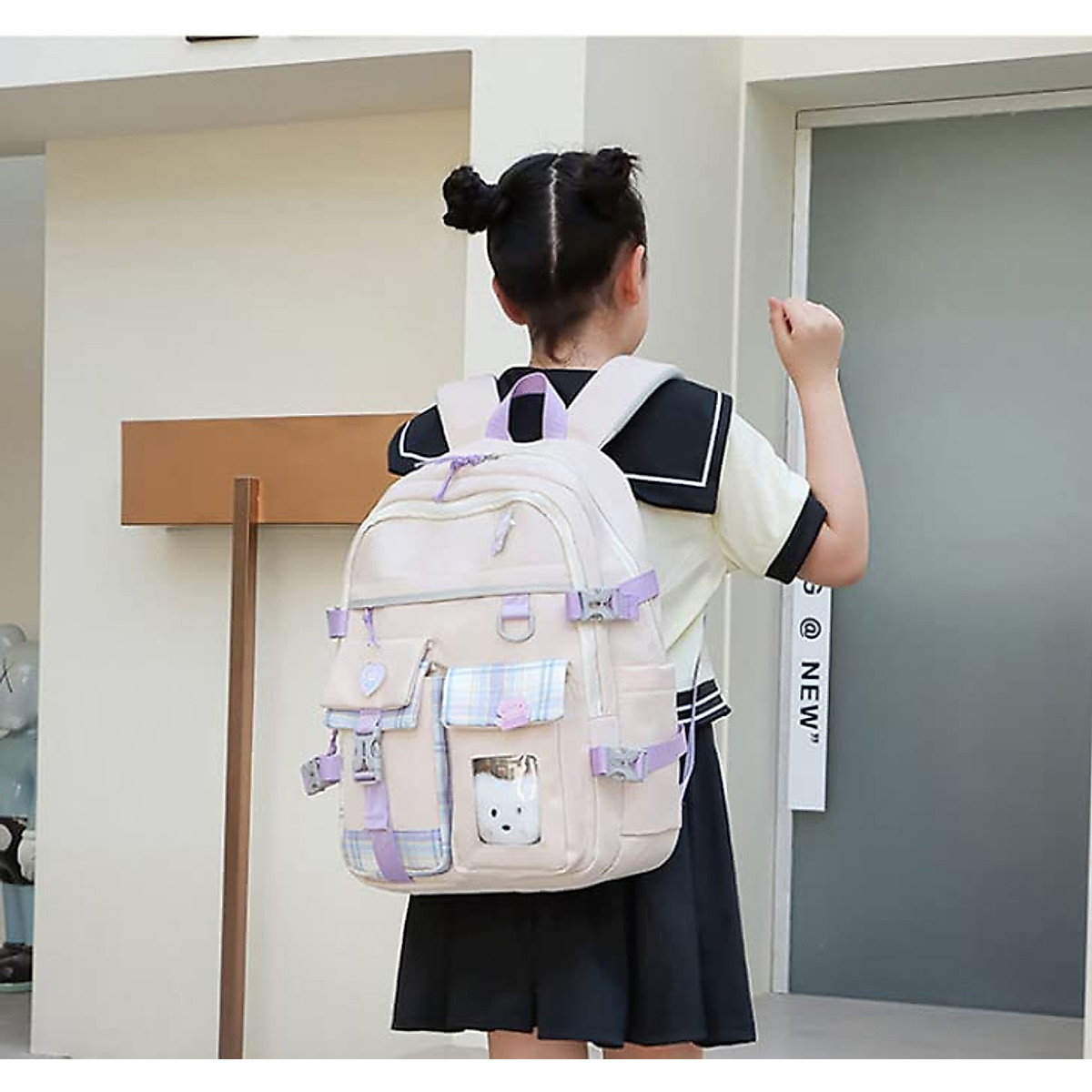 Backpacks, Girls School Large Capacity Waterproof Backpacks, Cute Black Fashion Backpacks(Black)…