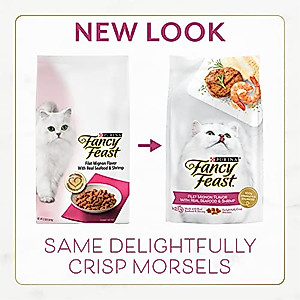Purina Fancy Feast Dry Cat Food Filet Mignon Flavor with Seafood and Shrimp - (Pack of 4) 16 oz. Bags