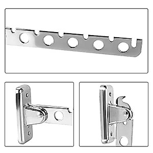 WODMB 6 Holes Drying Rack Wall Mounted Clothes Folding Hangers Laundry Storage Supplies Clothes Indoor Space Saving Stainless Steel