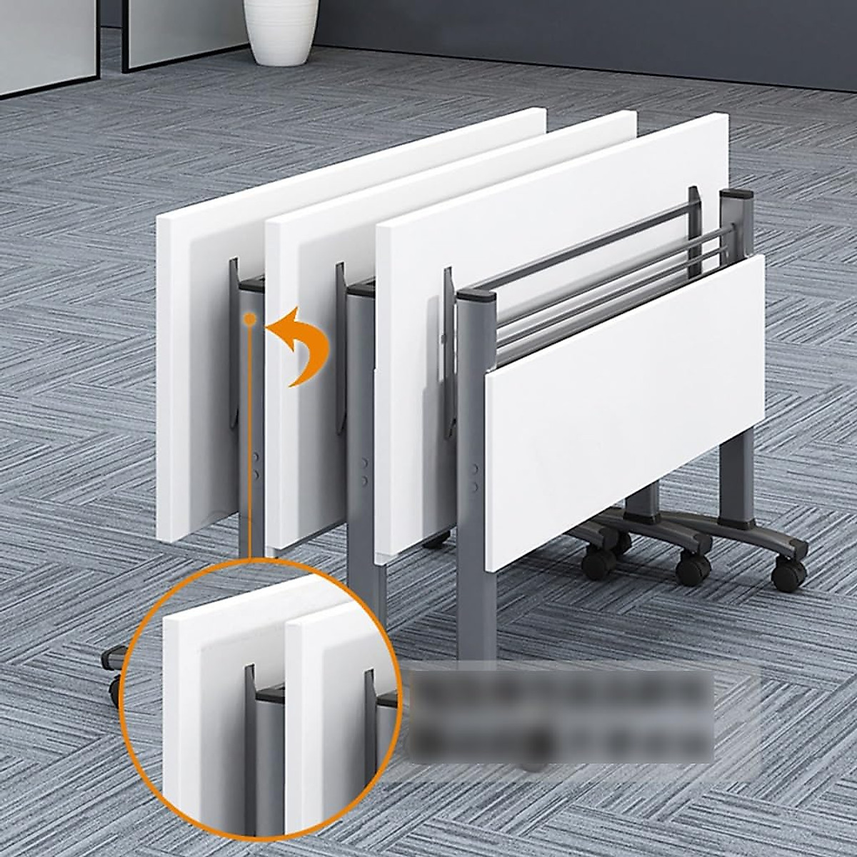3 pcs Foldable Meeting Tables, Flip Top Mobile Training Table with Modesty,Storage Layer and Lockable Wheels, Ready to Unfold and Use (Color : A, Size : 80 * 40 * 75cm)