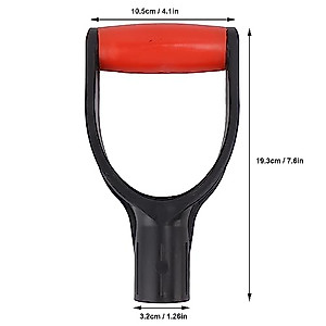 DShaped Shovel Handle, Ergonomic Reusable 32mm Inner Diameter Multifunctional Shovel Handle Replacement Handle for Snow Shovel (Red Black)