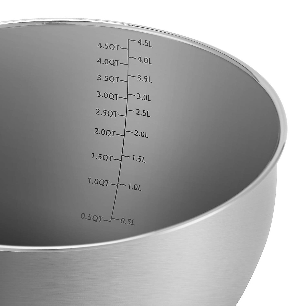 X-Chef Stainless Steel Bowls with Lids, Mixing Storage Bowl Set of 5 with Measurement, Stackable & Non-slip (1, 2, 2.5, 3.5, 4.5 QT)