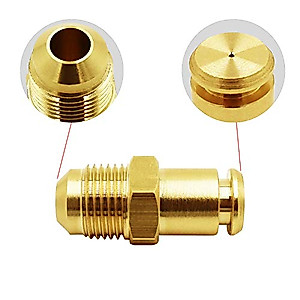 MENSI 3/8" Male Flare X 0.55" Slotted Nut Orifice Nozzle Adapter for 1lb Propane Camper Grill Convert to 20-100lbs Tank Regulator Hose 2 Packs