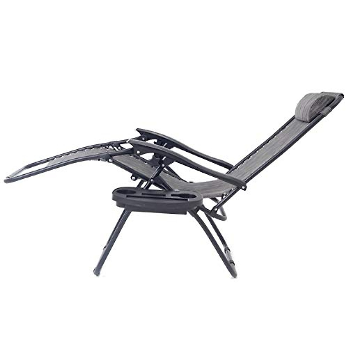 BTEXPERT CC5045GR Zero Gravity Chair Case Lounge Outdoor Patio Beach Yard Garden with Utility Tray Cup Holder Gray, One Piece, Grey