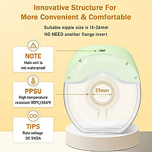 MISSAA Wearable Breast Pump, High Efficient Hands Free Pumps with 3 Modes & 8 Levels of Longest Battery LED Display, Double Portable Electric Breast Pump Fits for Most Size (13-26mm), Green