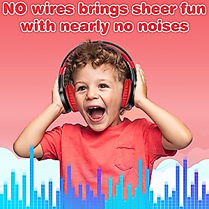 Woice Kids Blutooth Headphones with mic, Colorful LED Lights, Stereo Sound, Bluetooth5.0, Foldable On-Ear Children Wireless/Wired Headphones Fit for Kids Teens Adults (Black&Red)