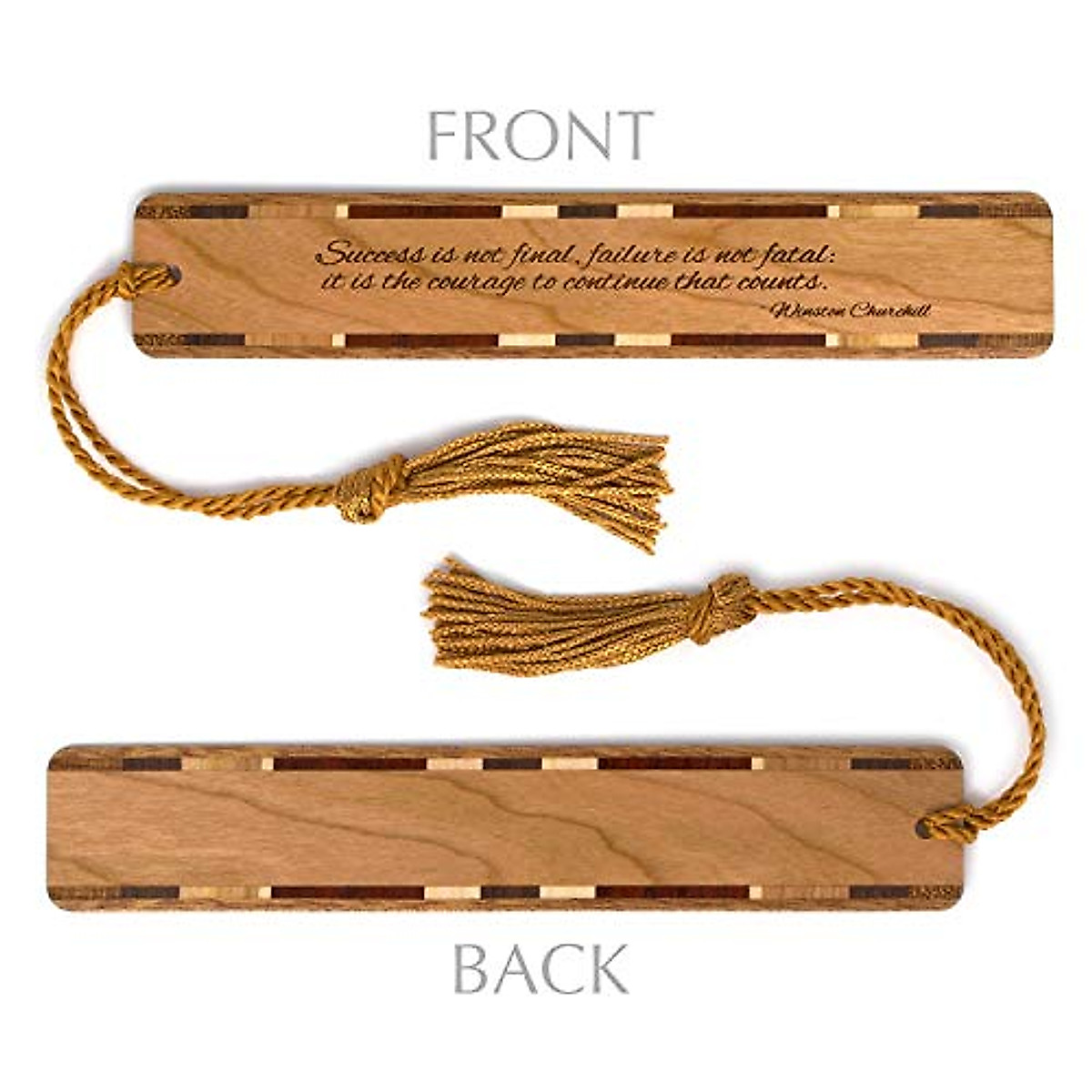 Winston Churchill Courage Quote Engraved Wooden Bookmark - Also Available with Personalization - Made in USA