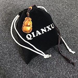 QIANXU Tigers Eye Necklace for Women Men,Genuine Gemstone Engraved Gourd Pendant,Crystal Jewelry adjustable Chain