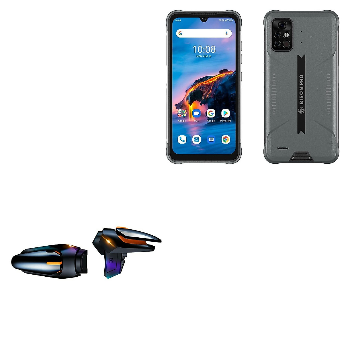 BoxWave Gaming Gear Compatible with Umidigi Bison Pro - Touchscreen QuickTrigger Auto, Trigger Buttons Autofire Gaming Mobile FPS - Jet Black