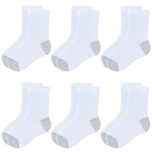 JAMEGIO Boys' Crew Socks 6 Pairs Cotton Athletic Socks for Toddlers Boys Girls(2-4 T)