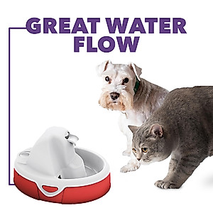 Aqua Flow Premium Pet Water Fountain - Automatic Dispenser Drinking Bowl for Cats and Dogs - Anti-Hair Drainage System - Replaceable Filters - Ideal for Multiple Pets - 52 up to 120 fl oz