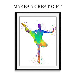 Girl Ballet Dancer Abstract Wall Art Print Poster 11x14, Ideal for Lover of Ballet, Dance Teacher and Ballerina. Teen Bedroom, Dance Studio, Dorm Room, Dressing Room, Locker Decor
