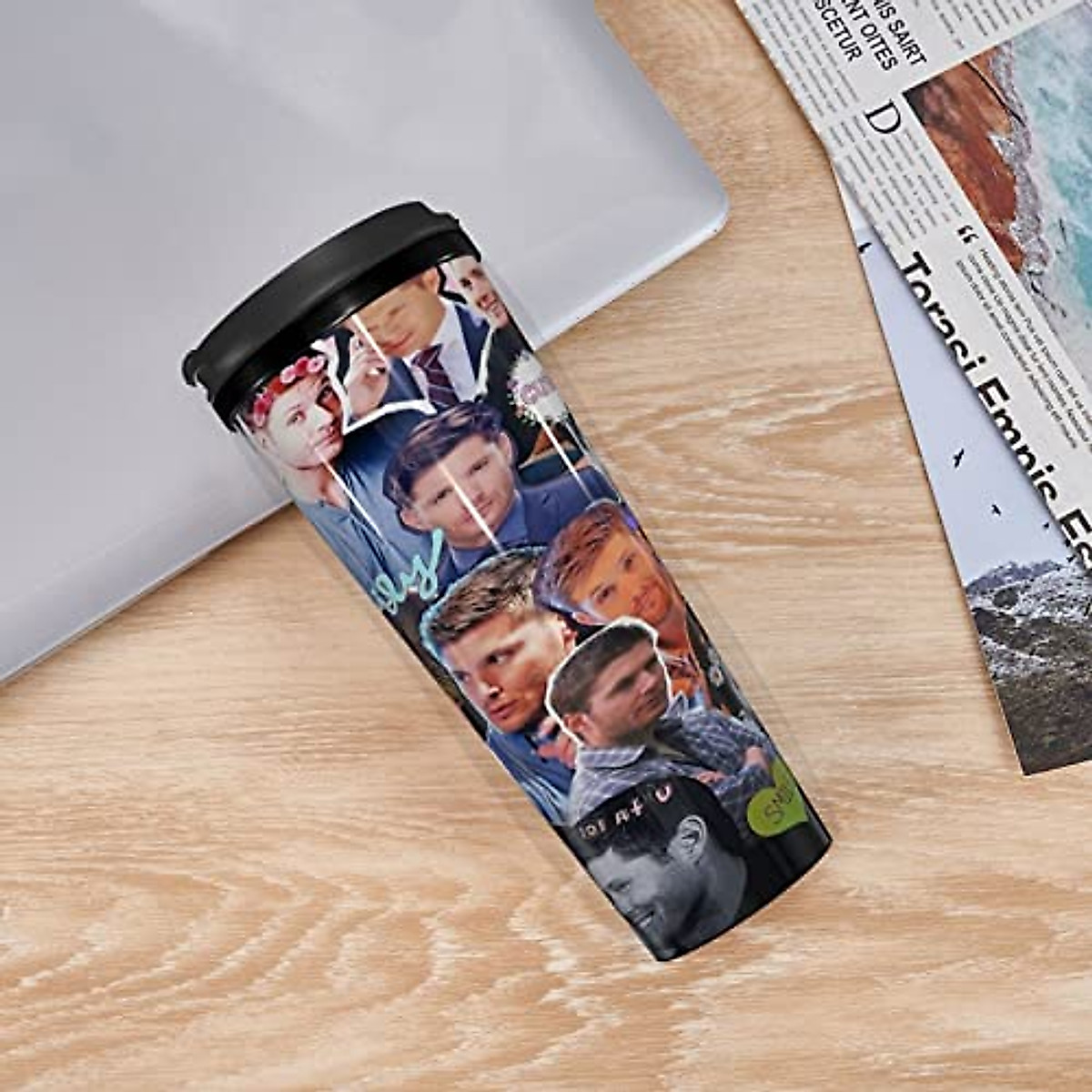 Jensen Ackles Collage Tumbler Coffee Cups Double Insulated With Lid Ice Drink Hot Beverage For Office Home Travel
