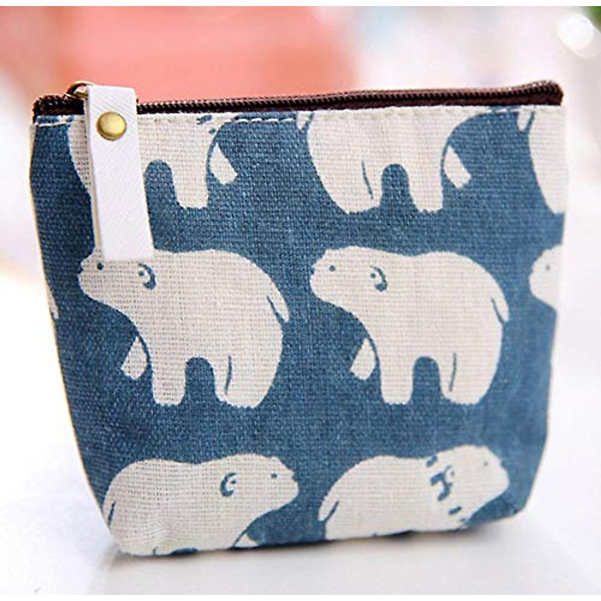 Bonwete 5 PCS Pencil Bag Pen Case Flower Floral Canvas Pencil Pen Case Multi-functional Cosmetic Makeup Bag Set Coin Purse