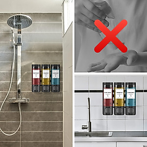 Craslly Shampoo and Conditioner Dispenser, Bathroom Shower Dispenser 3 Chamber No Drill Shampoo Dispenser, Perfect for Bathroom Wall, Kitchen Wall, Hotel Shower - Black