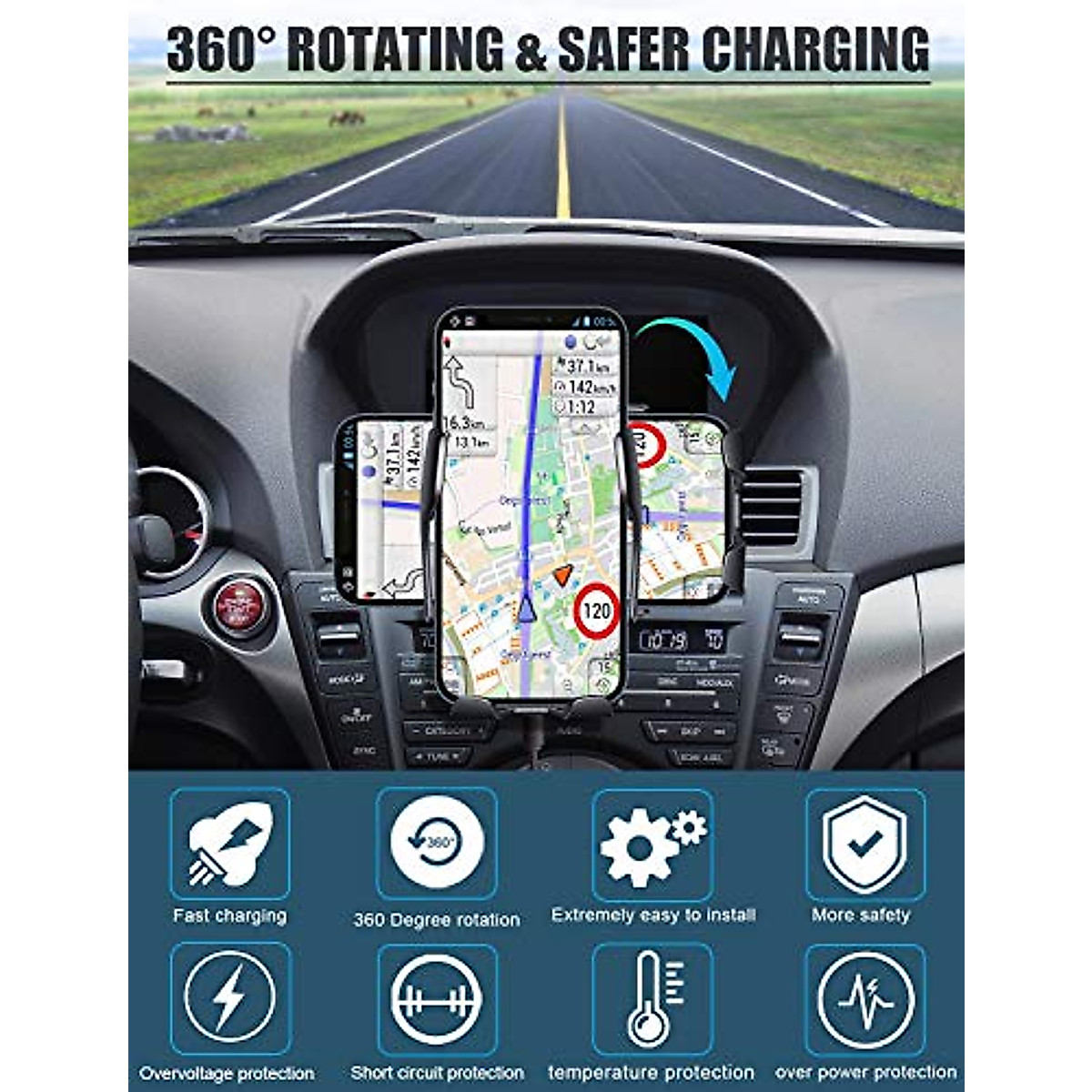 Wireless Car Charger,10W Qi Fast Charging Auto-Clamping Car Phone Mount Air Vent Phone Holder Compatible with iPhone 13/12/12Pro/SE/11/11Pro/11ProMax/XSMax/XS/XR,Samsung S10/S9/S8/Note10