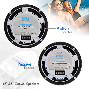 Pyle 6.5 Inch Dual Marine Powered Speakers - Waterproof and Bluetooth Compatible Amplified Speaker with Wireless Streaming and 600 Watt Power - 1 Pair - PLMRF65MW (White)