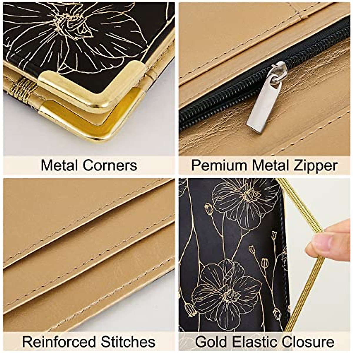 Server Books for Waitress Cute Waitress Book with Money Pocket Leather Server Book with Zipper Wallet Black Serving Book Organizer Fit Server Apron