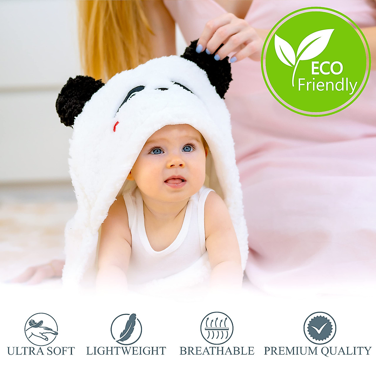 Newborn Panda Baby Swaddle Blanket 0-6 Months Cute Ultra Soft Plush Essentials Must Have Infants Girls Boys Baby Accessories Gender Neutral Stuff, Receiving Swaddling Wrap Nursery Clothe Shower Gift