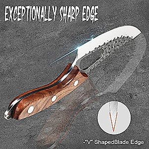 WXCOO Butcher Knife 5.9-INCH, Viking Knife Hand Forged Boning Knife with Leather Sheath & Sharpener, Kitchen Cleaver Meat knives for Home Outdoor BBQ Camping