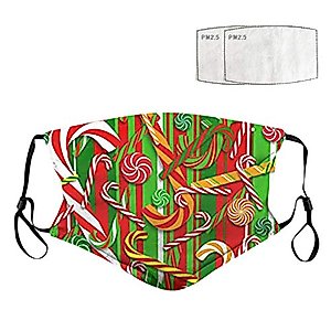PENATE Adults Washable Resue Face Bandanas Christmas Colorful Snowflakes Prints Facemask+2 PC Filters -Ship from U.S.