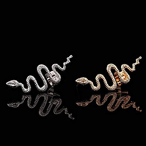 1 Pair/Set Gold Tone Punk Winding Snake Serpent Post Stud Ear Cilp Climber Ear Cuff Earring Jewelry (Gold)