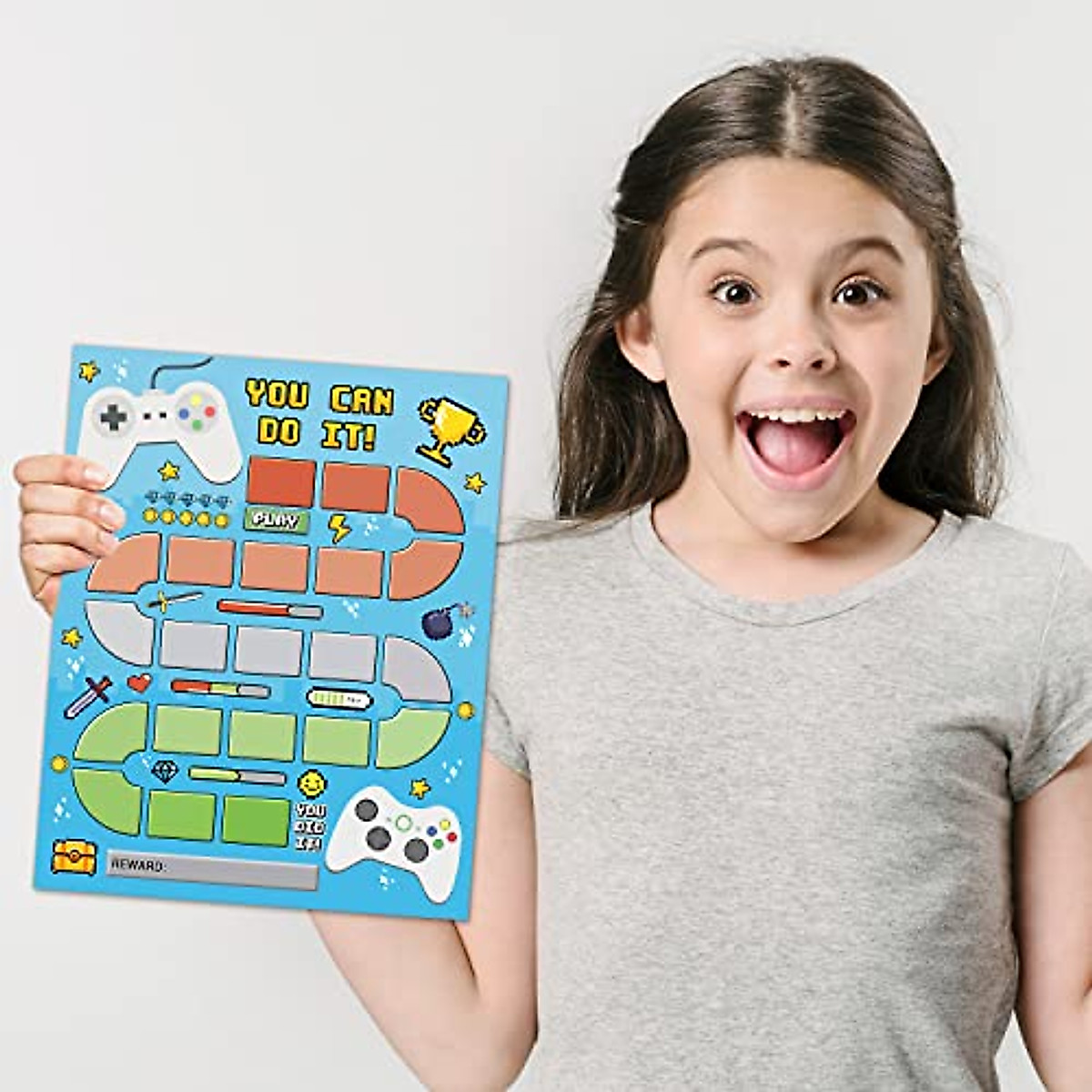 Video Game Magnetic Dry Erase Chore Chart for Kids, Video Game Task Reward Chore Behavior Chart -Magnetic Chore Chart for Kids Multiple Kids- Good Behavior Chart for Kids at Home 8 x 10 inch
