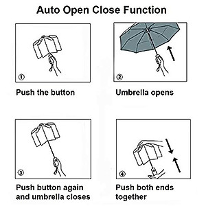 VAN BEEKEN Automatic Open and Close Umbrella, Red, for Men and Women