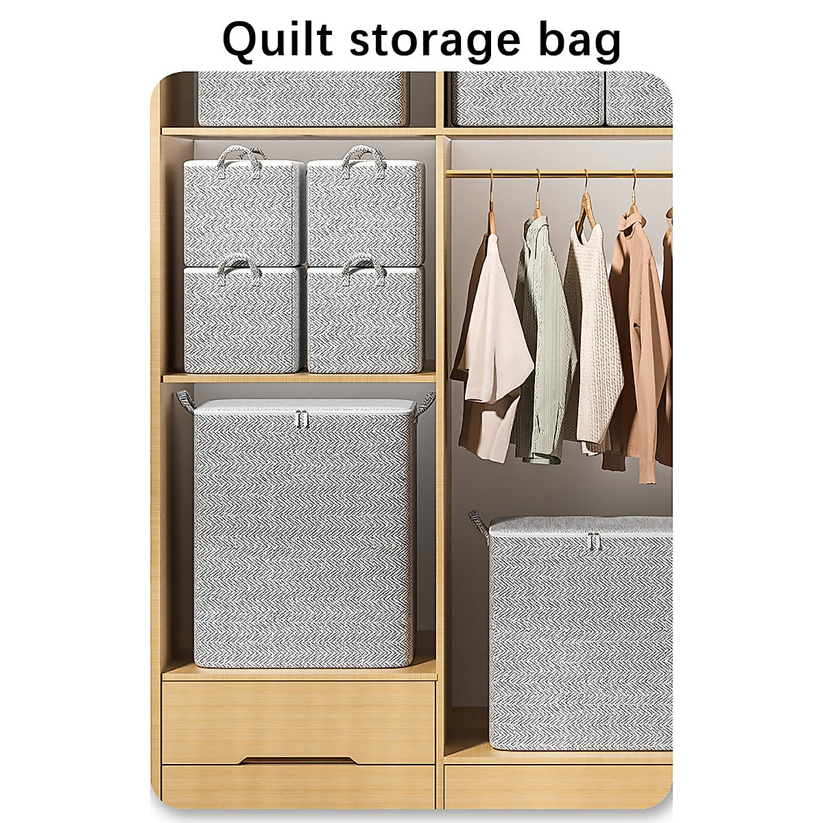 Heavy Duty Storage With Reinforced Handles Extra Large Storage Bags For Clothes Tote Bag Thickened Double Zipper For Space Saving Travel (48 * 44 * 48cm)