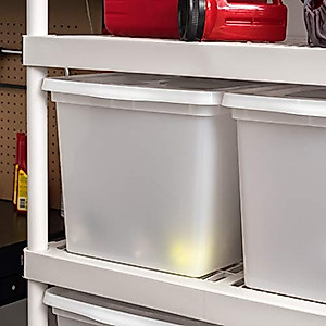 IRIS USA 68 Qt. Plastic Storage Container Bin with Latching Lid, 6 Pack, Stackable Nestable Box Tote Closet Organization School Art Supplies Towels Blankets Comforters Sleeping Bags - Pearl