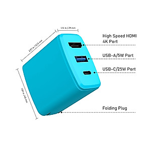 Switch Dock Charger HDMI Adapter for Nintendo Switch/OLED, Switch Docking Station Replacement for Original Dock Set, Portable 30W High-Speed with USB 3.0 Port, USB-C to USB-C Cable(Blue)