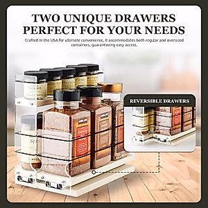 Vertical Spice Combo Spice Rack Drawer - Pull Out Pantry Organizers and Storage - Kitchen Cabinet Organizer - Seasoning Sliding Caddy - Made in USA (5.75" W x 9.25" H x 10.60" D, Partially Assembled)